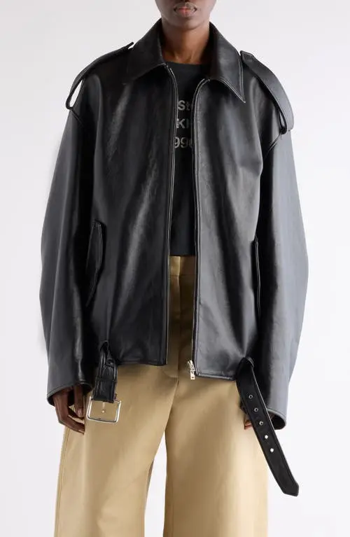 Acne Studios Linaga Oversized Leather Moto Jacket