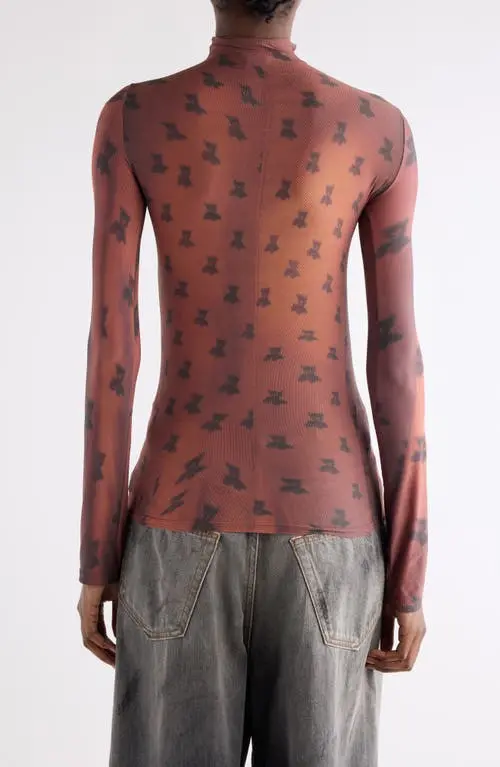 Acne Studios Printed Long Sleeve Mesh Top