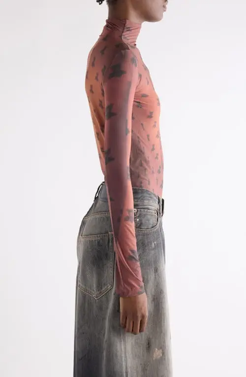 Acne Studios Printed Long Sleeve Mesh Top
