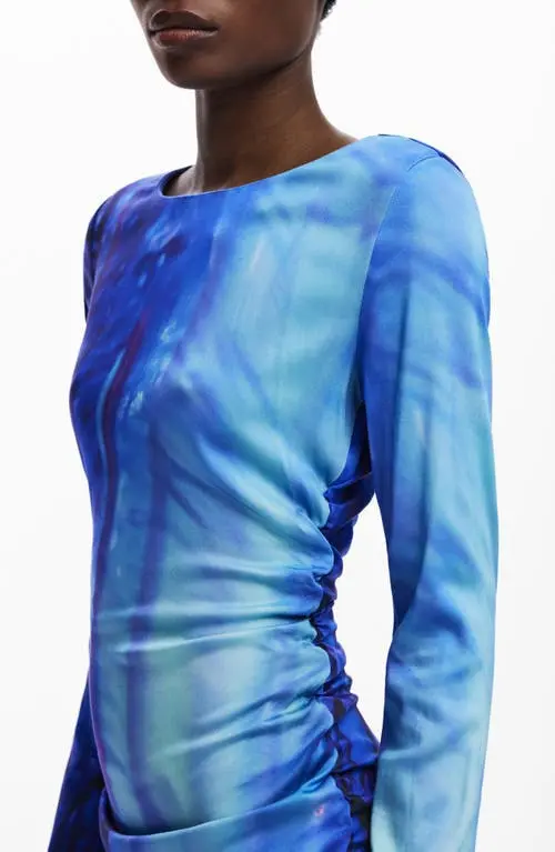 Desigual Tie Dye Long Sleeve Midi Dress