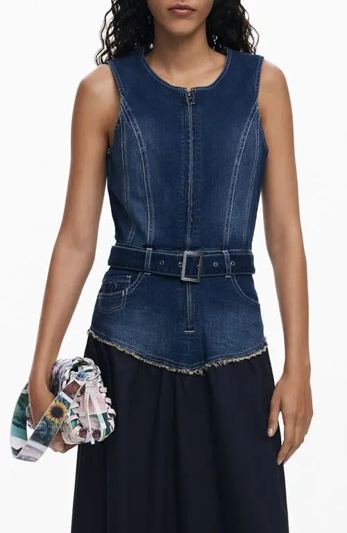 Desigual Sleeveless Mixed Media Midi Dress