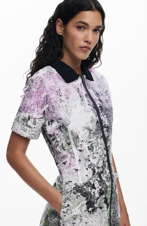 Desigual Mixed Print Zip Front Dress