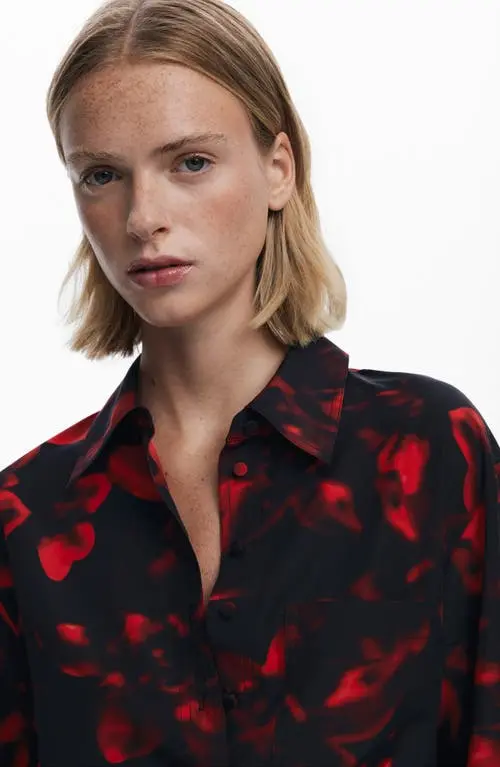 Desigual Long Sleeve Pleated Midi Dress