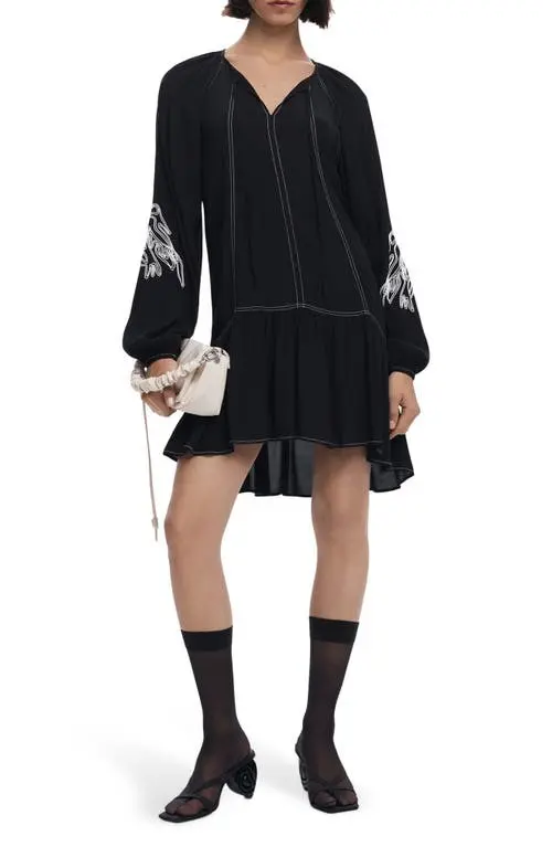Desigual Embroidered Long Sleeve Minidress