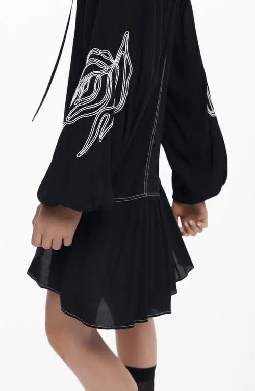 Desigual Embroidered Long Sleeve Minidress