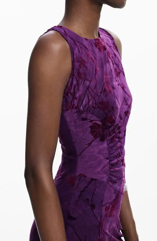 Desigual Floral Stretch Velvet Midi Dress