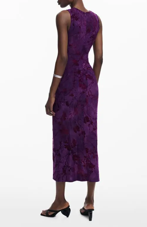 Desigual Floral Stretch Velvet Midi Dress