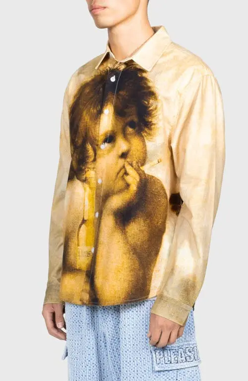 PLEASURES Cherub Cotton Button-up Shirt