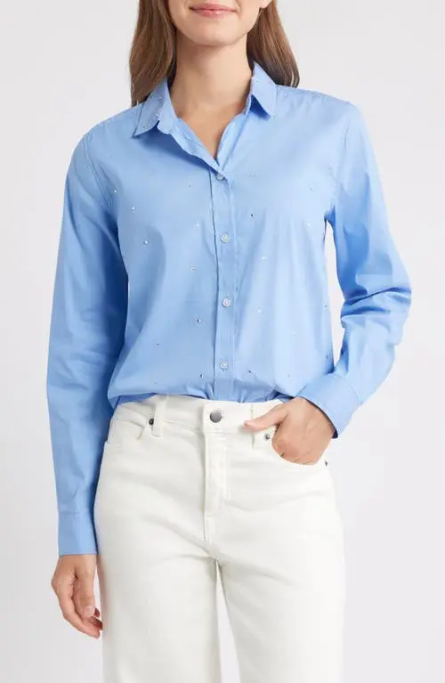 BEACHLUNCHLOUNGE Alden Rhinestone Shirt - Fresh Hydrangea