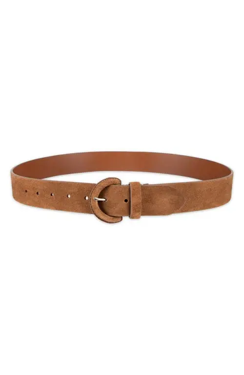Cole Haan Covered Buckle Suede Belt - Light Brown