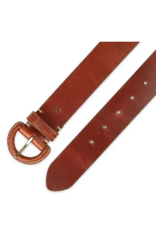 Cole Haan Covered Buckle Suede Belt - Tan