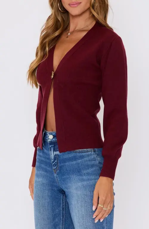 VICI Button Detailed Cardigan - Wine