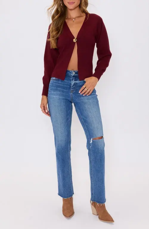 VICI Button Detailed Cardigan - Wine