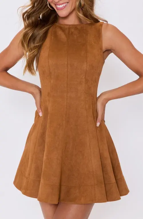VICI Maeve Faux Suede Fit & Flare Minidress