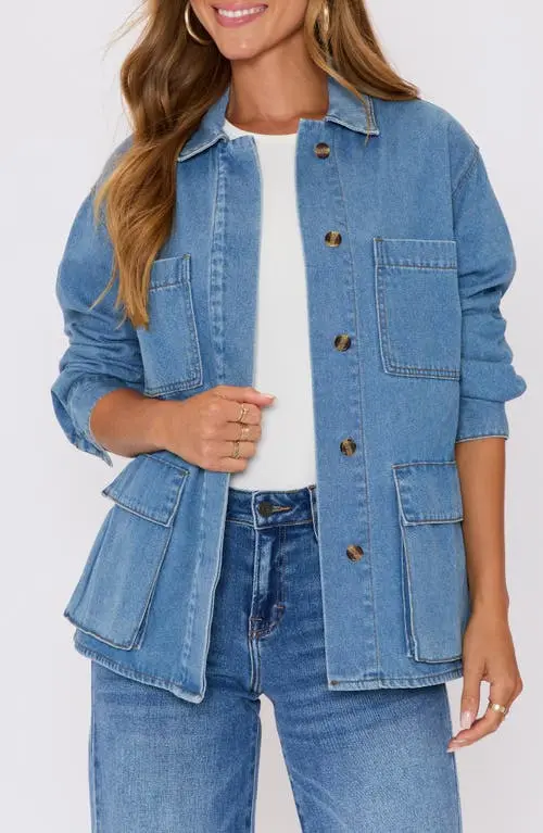 VICI Blair Belted Denim Jacket - Denim Blue