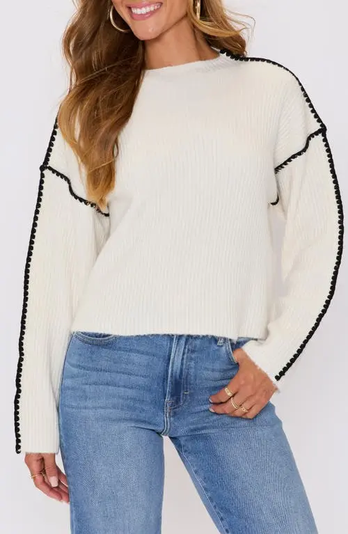 VICI Contrast Stitch Sweater - Cream Black