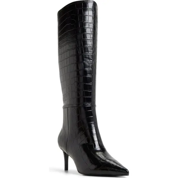 Aldo Heathher Knee High Boots - Open Black