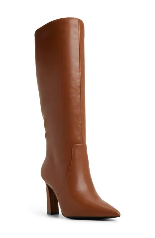 Aldo Pointed Toe Knee High Boots - Camel