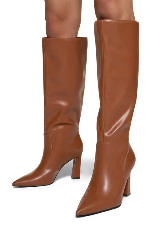 Aldo Pointed Toe Knee High Boots - Camel