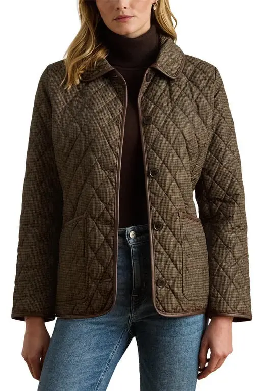 Ralph Lauren Quilted Button-front Jacket - Brown Mini Check