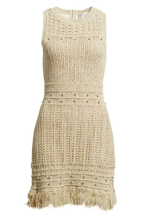 MILLY Beaded Fringe Knit Minidress