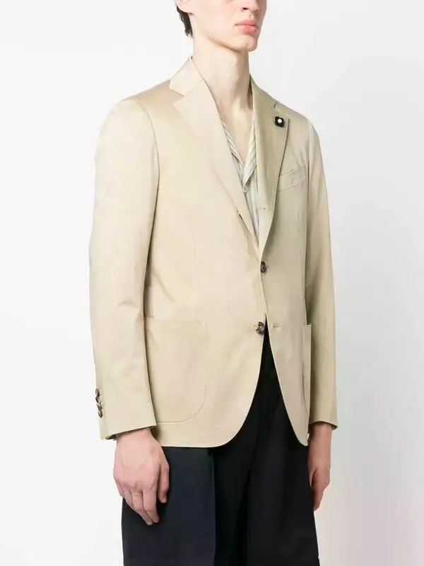 LARDINI Satin-finish Single-breasted Blazer