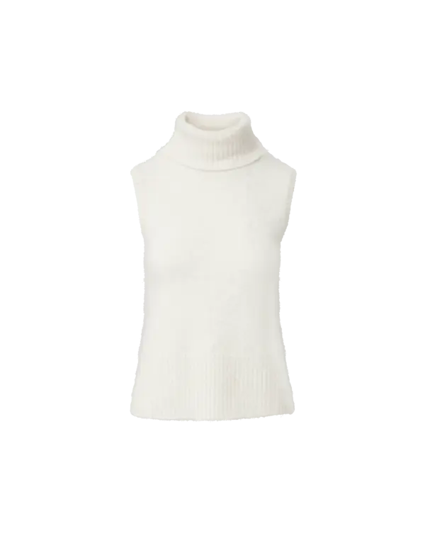 Veronica Beard Mazzy Brushed Cashmere Sleeveless Sweater - Ivory