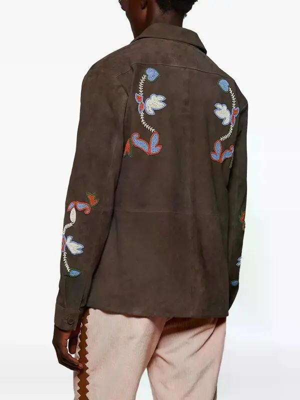 BAZISZT Embroidered Suede Leather Jacket