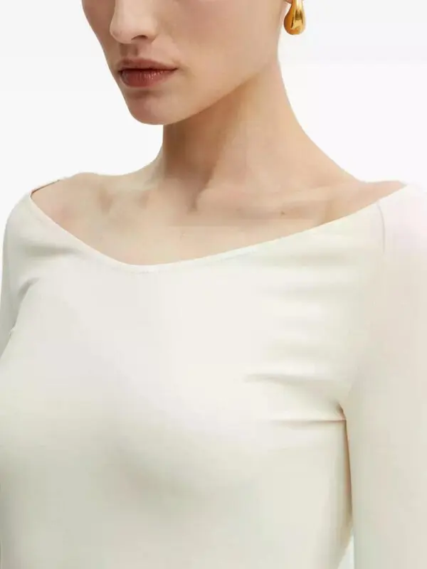 BOSS Boat-neck Button-cuff Top