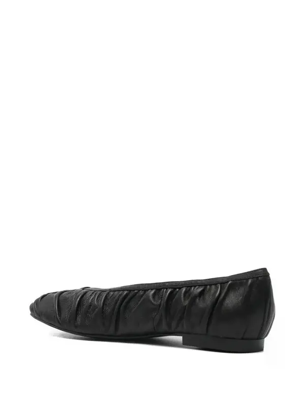 BIBI LOU Pleated Leather Ballet Flats