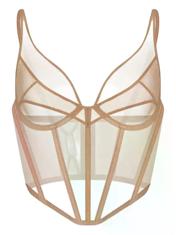 ZHILYOVA Asteria Mesh Panel Corset - Neutrals