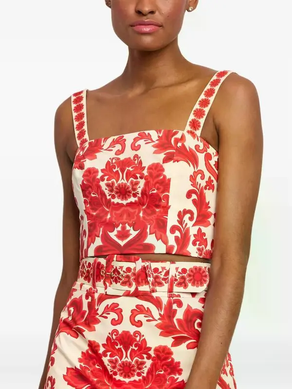 Cara Cara Helena Floral-print Smocked Top - Red