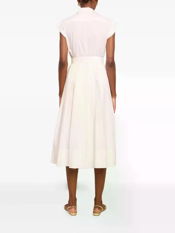 Cara Cara Octavia Belted Pleated Dress - White
