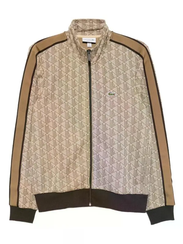 Lacoste Monogram Zip-up Sweatshirt - Neutrals