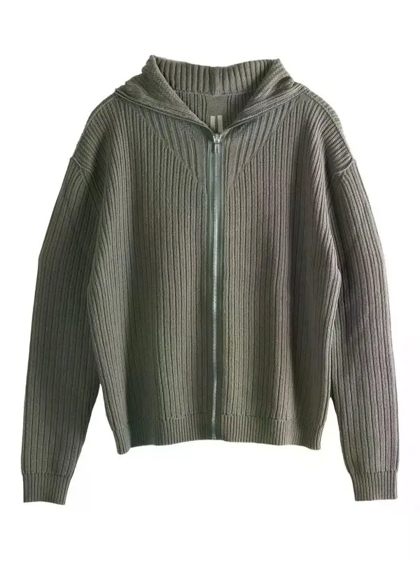 Rick Owens Ribbed Zip-up Hoodie - Grey