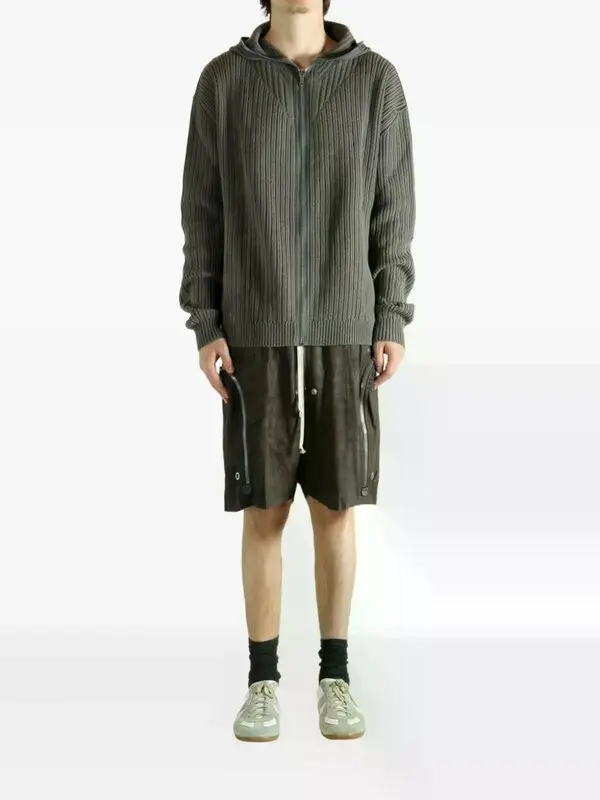 Rick Owens Ribbed Zip-up Hoodie - Grey