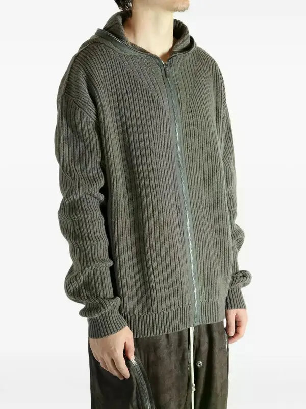 Rick Owens Ribbed Zip-up Hoodie - Grey