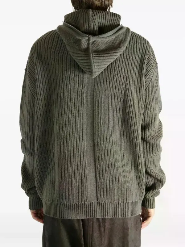 Rick Owens Ribbed Zip-up Hoodie - Grey