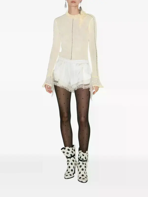Isabel Marant Étoile Sarah Lace-trimmed Mesh Top - Neutrals