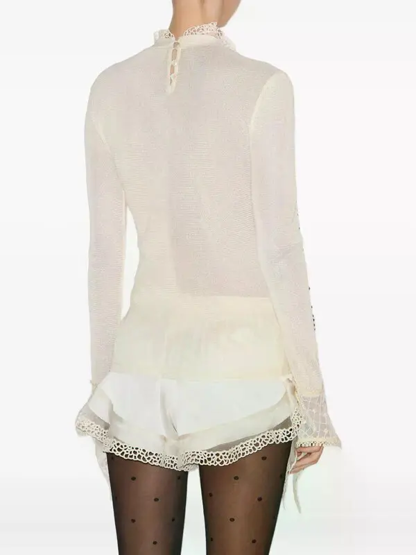 Isabel Marant Étoile Sarah Lace-trimmed Mesh Top - Neutrals