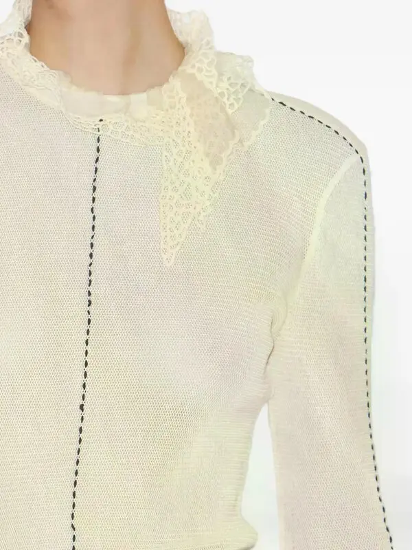 Isabel Marant Étoile Sarah Lace-trimmed Mesh Top - Neutrals