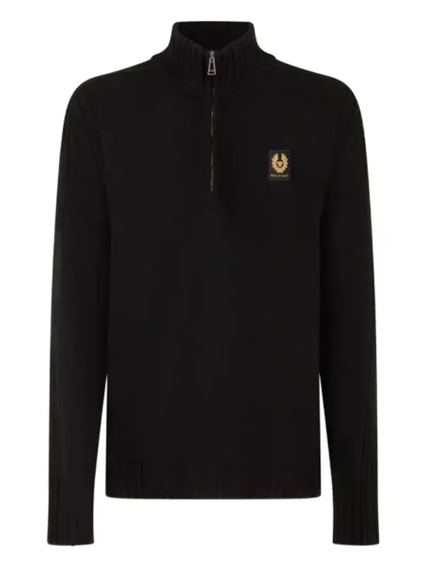 Belstaff Ribbed-knit Half-zip Sweater - Black