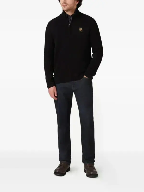 Belstaff Ribbed-knit Half-zip Sweater - Black