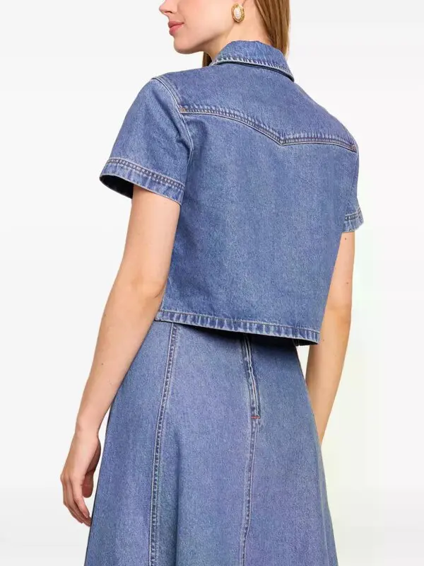 Cara Cara Collared Denim Crop Top