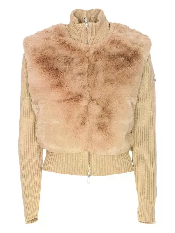 Moose Knuckles Faux-fur Ribbed-knit Jacket - Neutrals