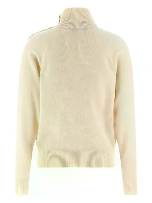 Balmain High-neck Sweater With Coin Buttons - Neutrals