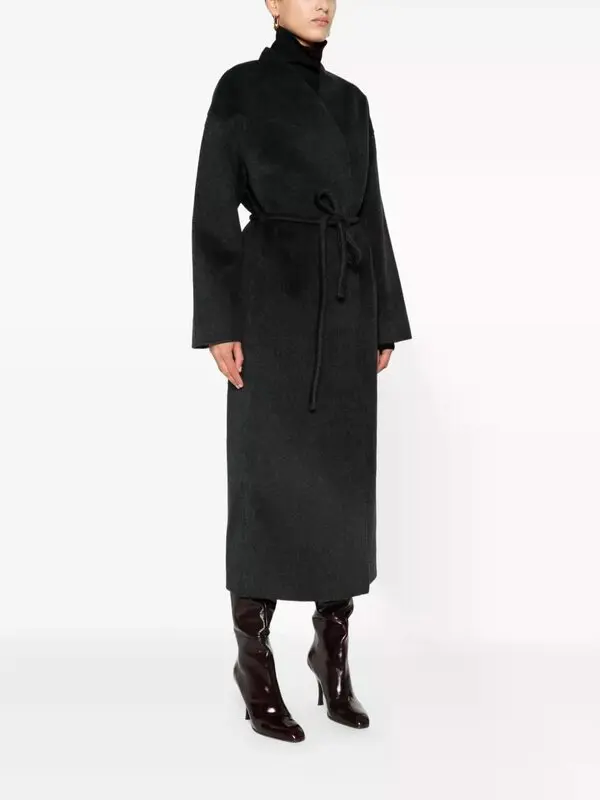 ANINE BING Wool-cashmere Coat With Self-tie Belt - Grey