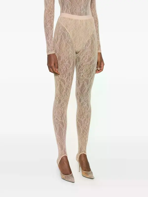 Wardrobe.NYC Lace Stirrup Leggings - Neutrals