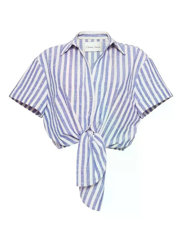 Cara Cara Striped Tie-front Top