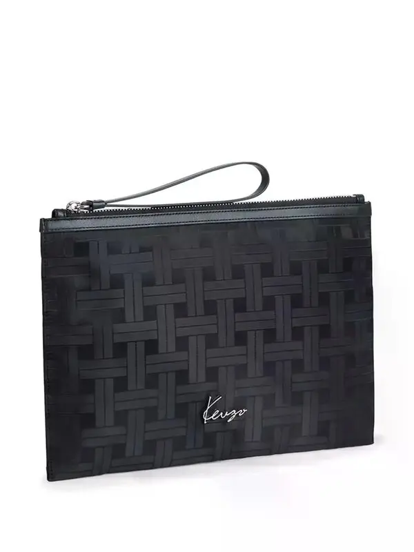 Kenzo Woven-pattern Wash Bag - Black